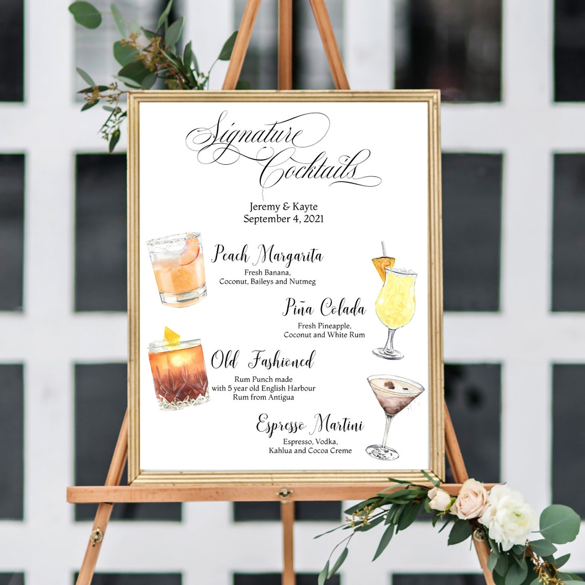 Custom Wedding Bar Sign Signature Drink Bar Sign Cocktail | Etsy