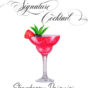 Strawberry Daiquiri, Signature Drink Sign, Cocktail Print, Cocktail ...