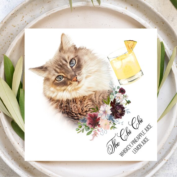 Cat Cocktail Napkins Wedding Napkins Personalized Wedding - Etsy