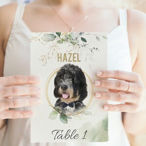 EUCALYPTUS Greenery Wedding Table Numbers With Your Pet Illustration ...
