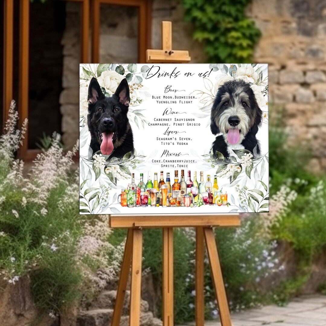 Drinks on Us, Bar Menu Sign, Dog Wedding Sign, Cat Bar Sign - Etsy
