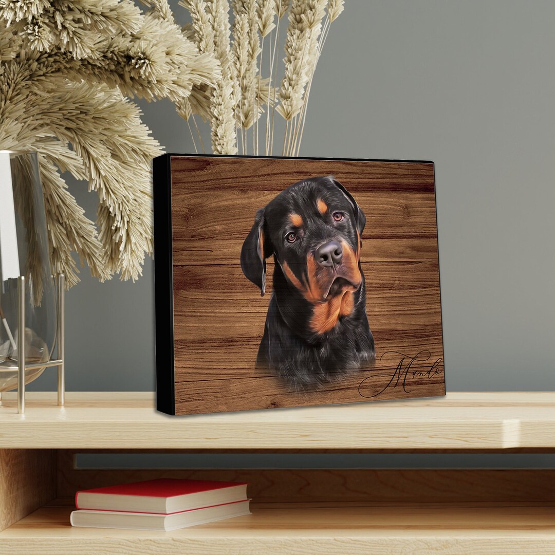 Rustic Decor, Dog Portrait, Printed on Wood Photo Box With Stand ...