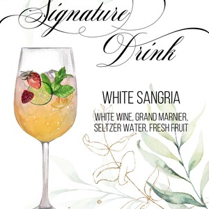 Sangria Bar Sign Watercolor Drink Illustration Printable - Etsy