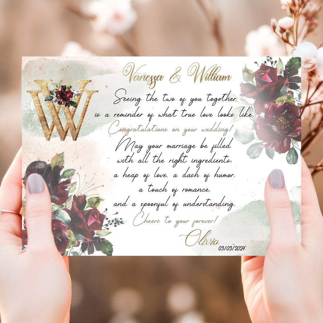 Congratulations Wedding Card, Monogram Wedding Gift - Etsy