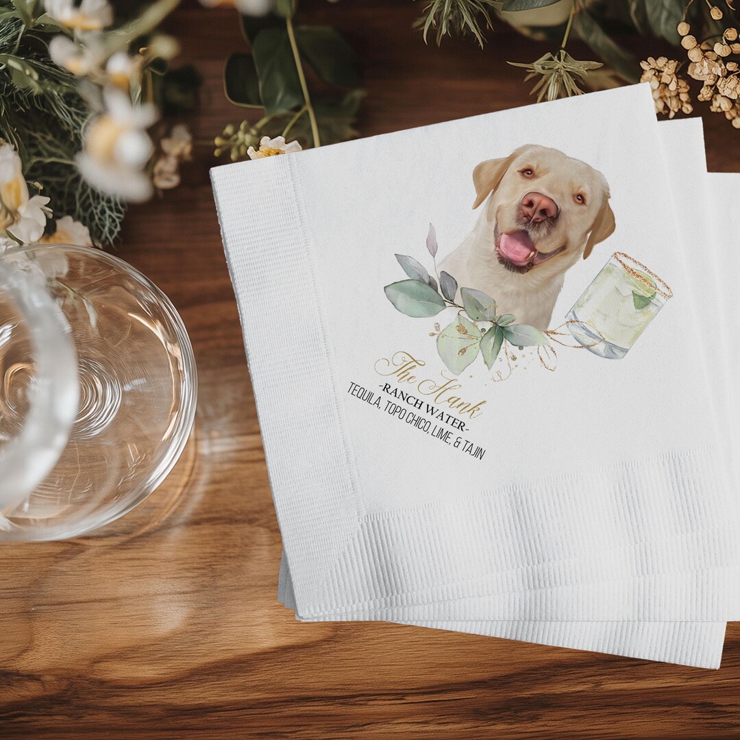 Custom Pet Napkins, Dog Wedding Napkins, Pet Cocktail Napkins, Dog ...