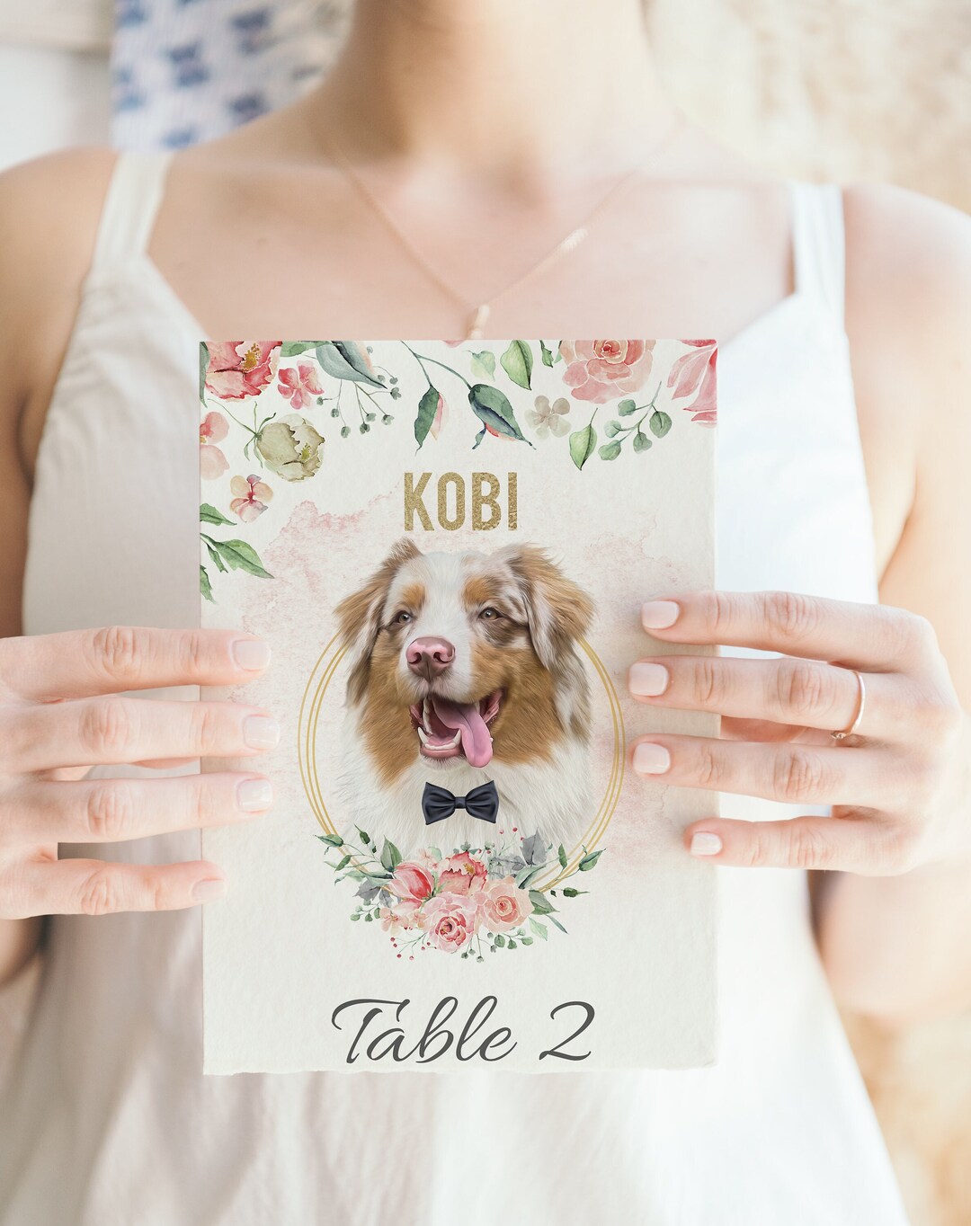 Dusty Rose Wedding Table Numbers With Your Pet Illustration, Wedding ...