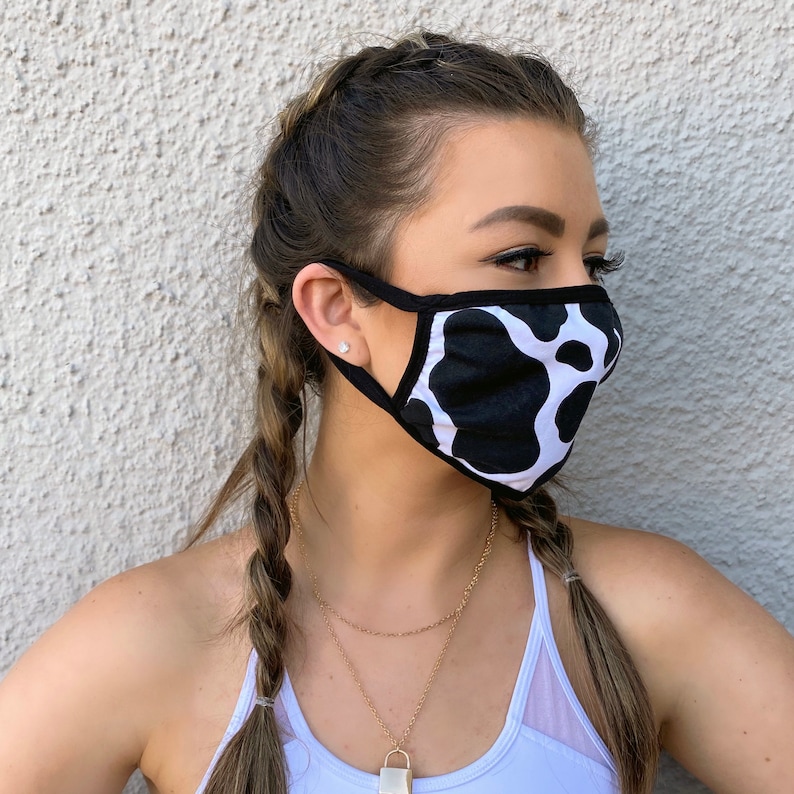 Cow Print Face Mask Soft Breathable Cloth Mask Adjustable - Etsy