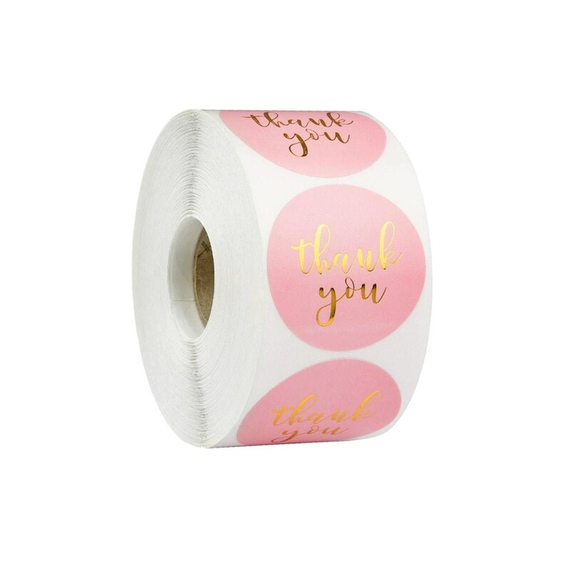 Thank You Stickers Pink Thank You Stickers Gold Metallic - Etsy