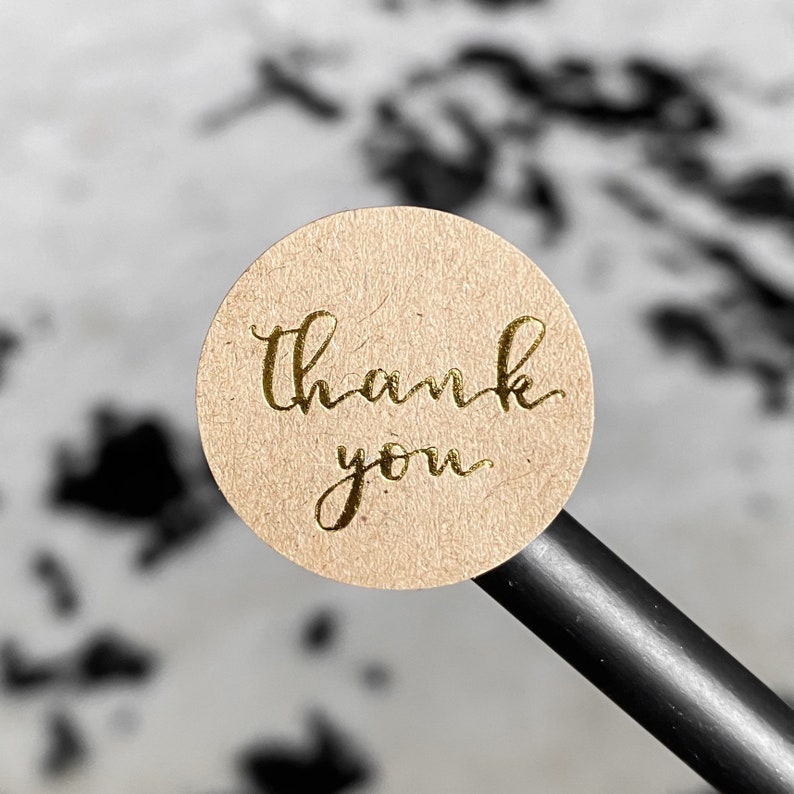 Thank You Stickers, Kraft Thank You Stickers, Gold Metallic Shipping ...