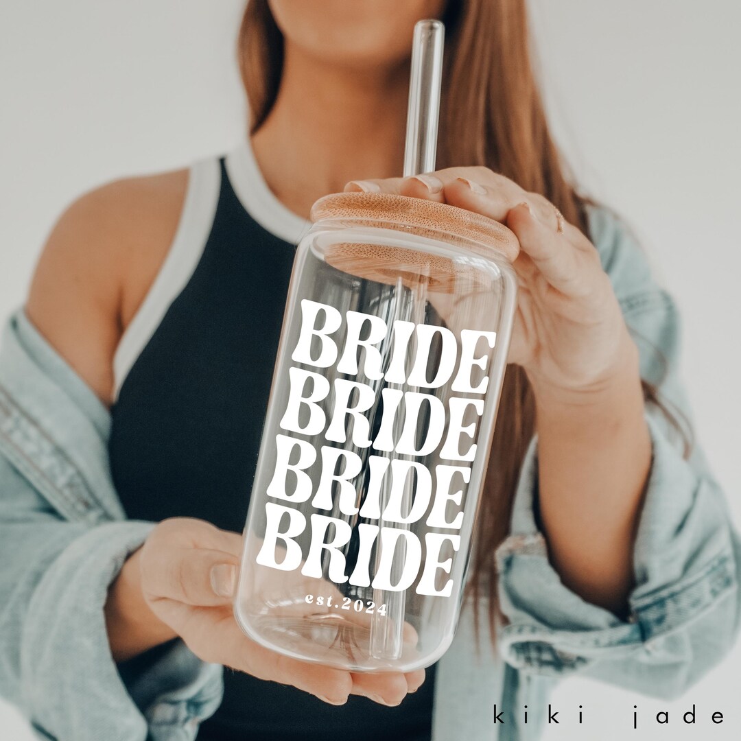 Personalized Bride Glass Cup, Custom Coffee Cup, Glass Can Cup, Future ...