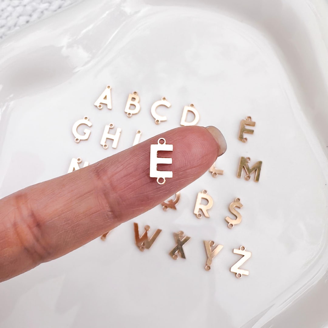Letter Connector, 14k Gold Filled & Sterling Silver, Vertical Initial ...