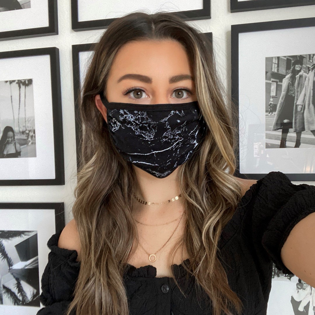 Marble Print Face Mask, Knit Cotton Mask, Washable Knit Mask, Reusable ...