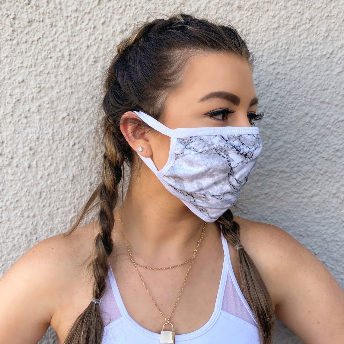 Marble Print Face Masks Knit Cotton Masks Washable Knit | Etsy