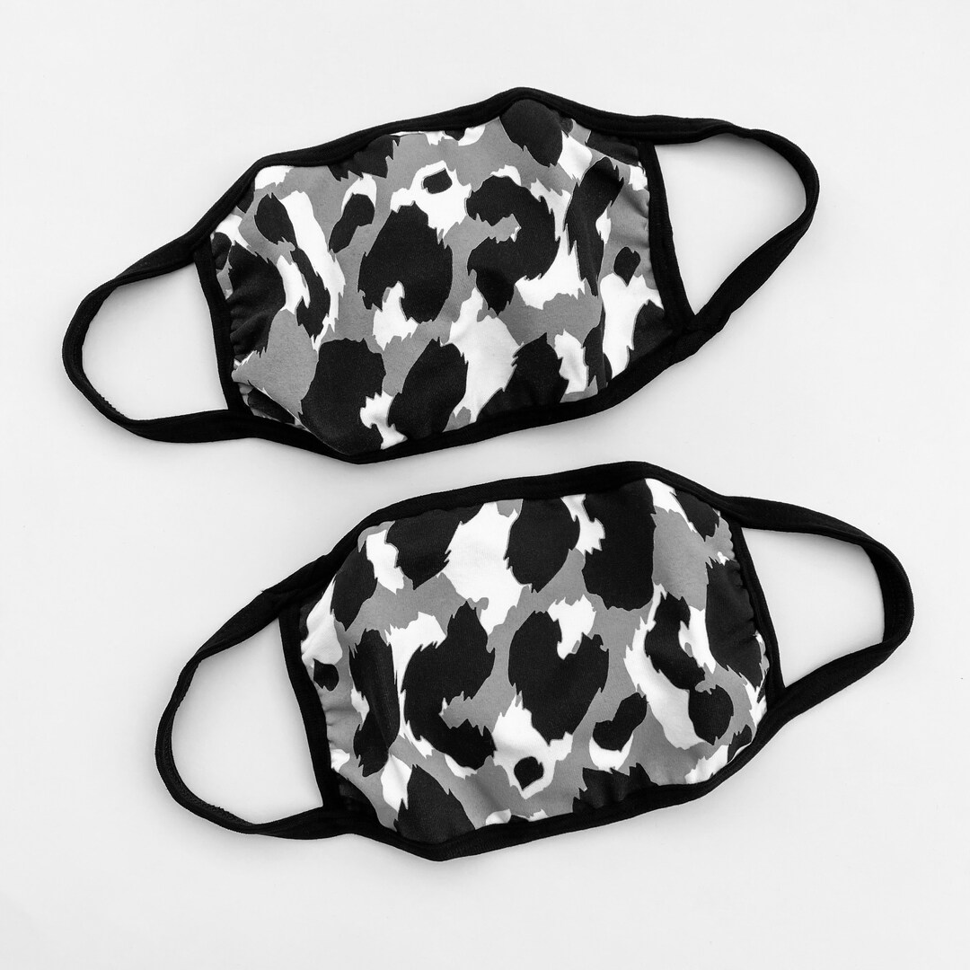 Leopard Print Face Mask, Knit Cotton Cloth Mask, Washable & Reusable ...