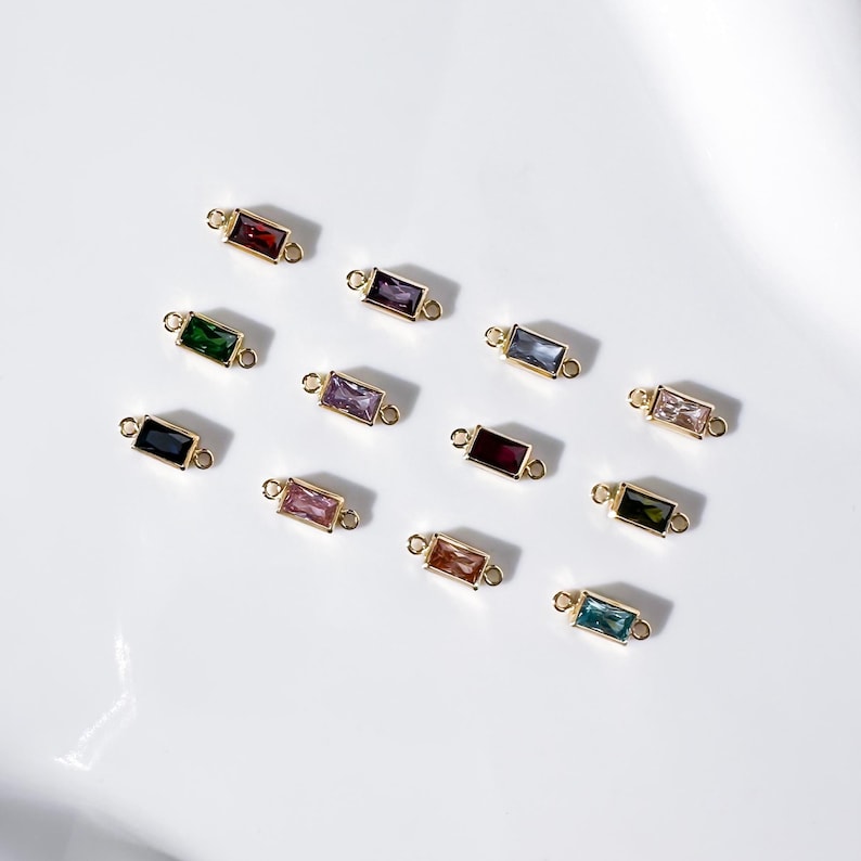 Rectangle Birthstone Connector, 14k Gold Filled & Sterling Silver ...