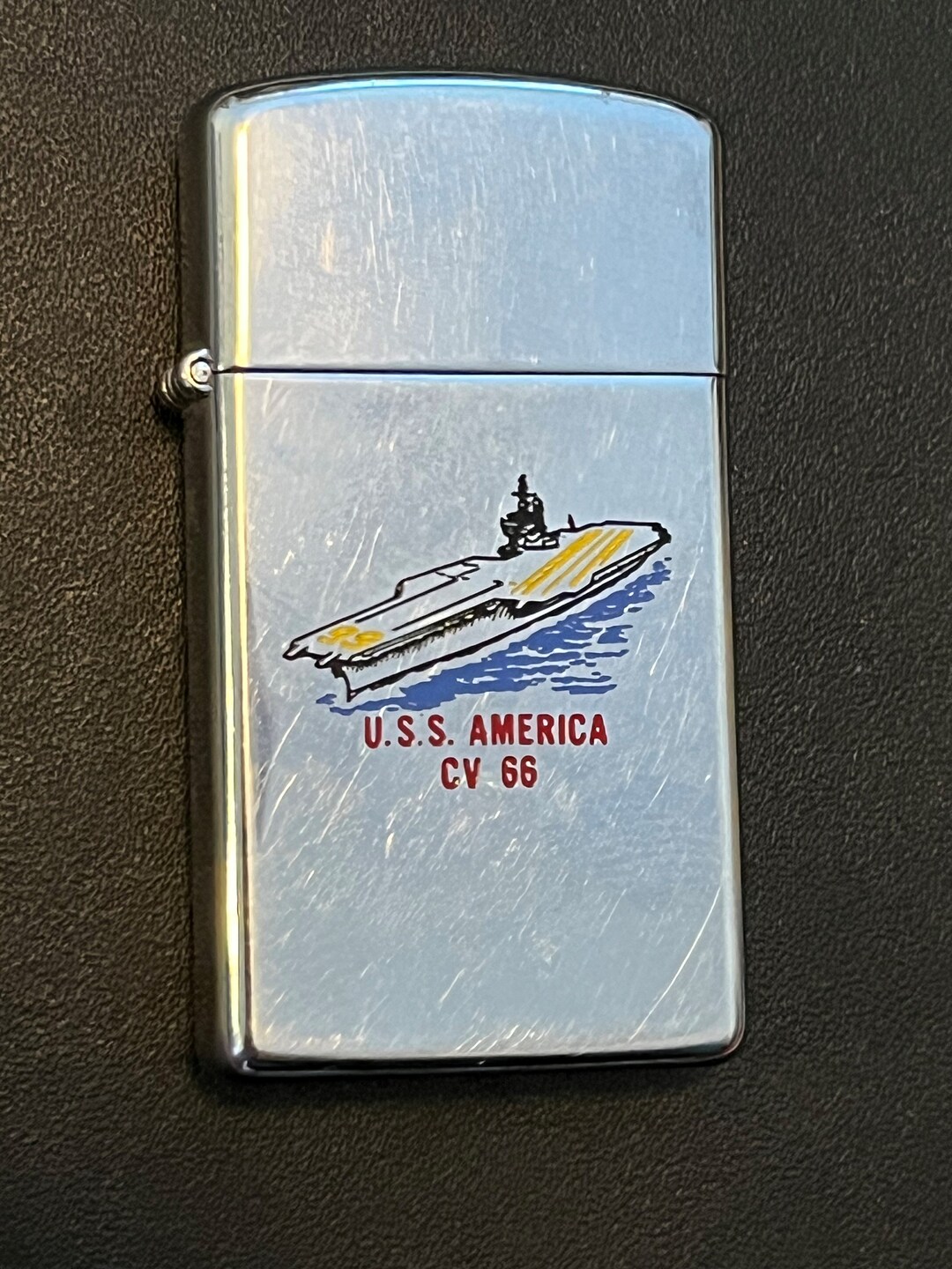 USS America Aircraft Carrier CV-66 Zippo Slim Lighter - Used 1983 - Etsy