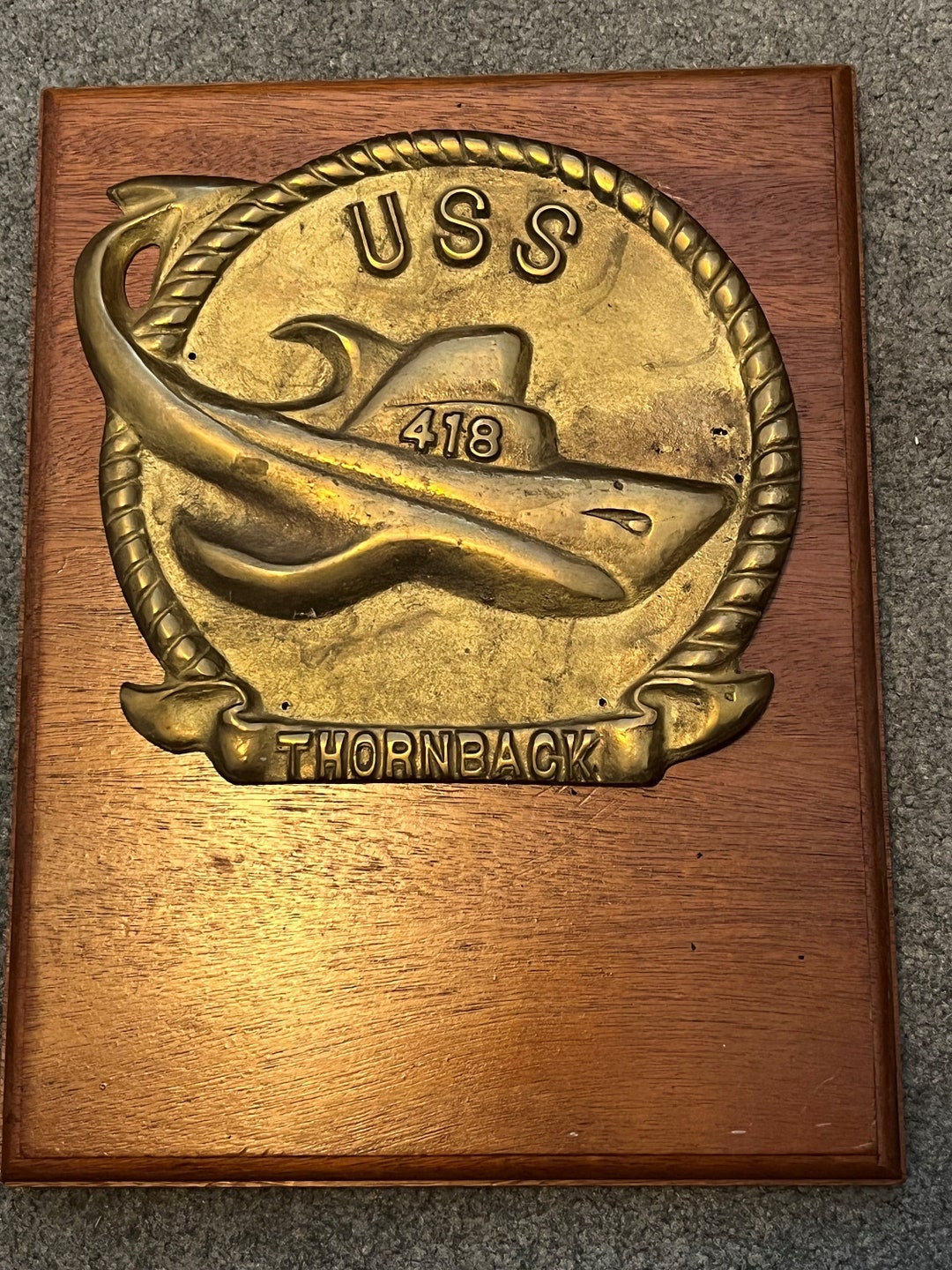 USS Thornback Submarine SS 418 Brass Plaque - Etsy