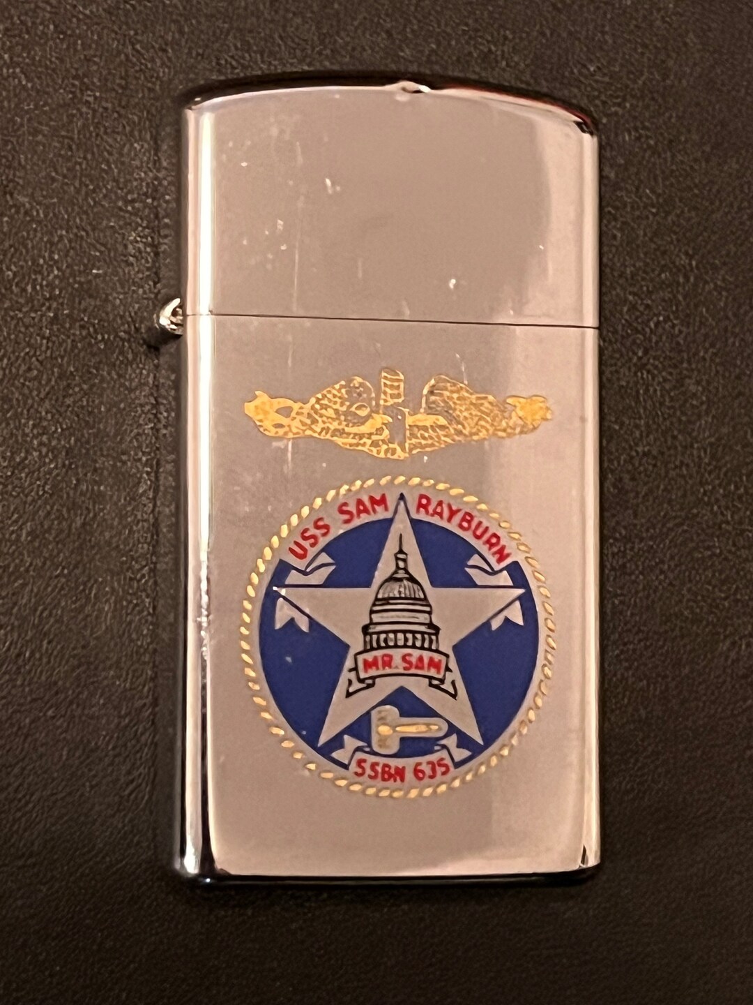 USS Sam Rayburn Submarine SSBN 635 Zippo Slim Lighter Used - 1974 - Etsy