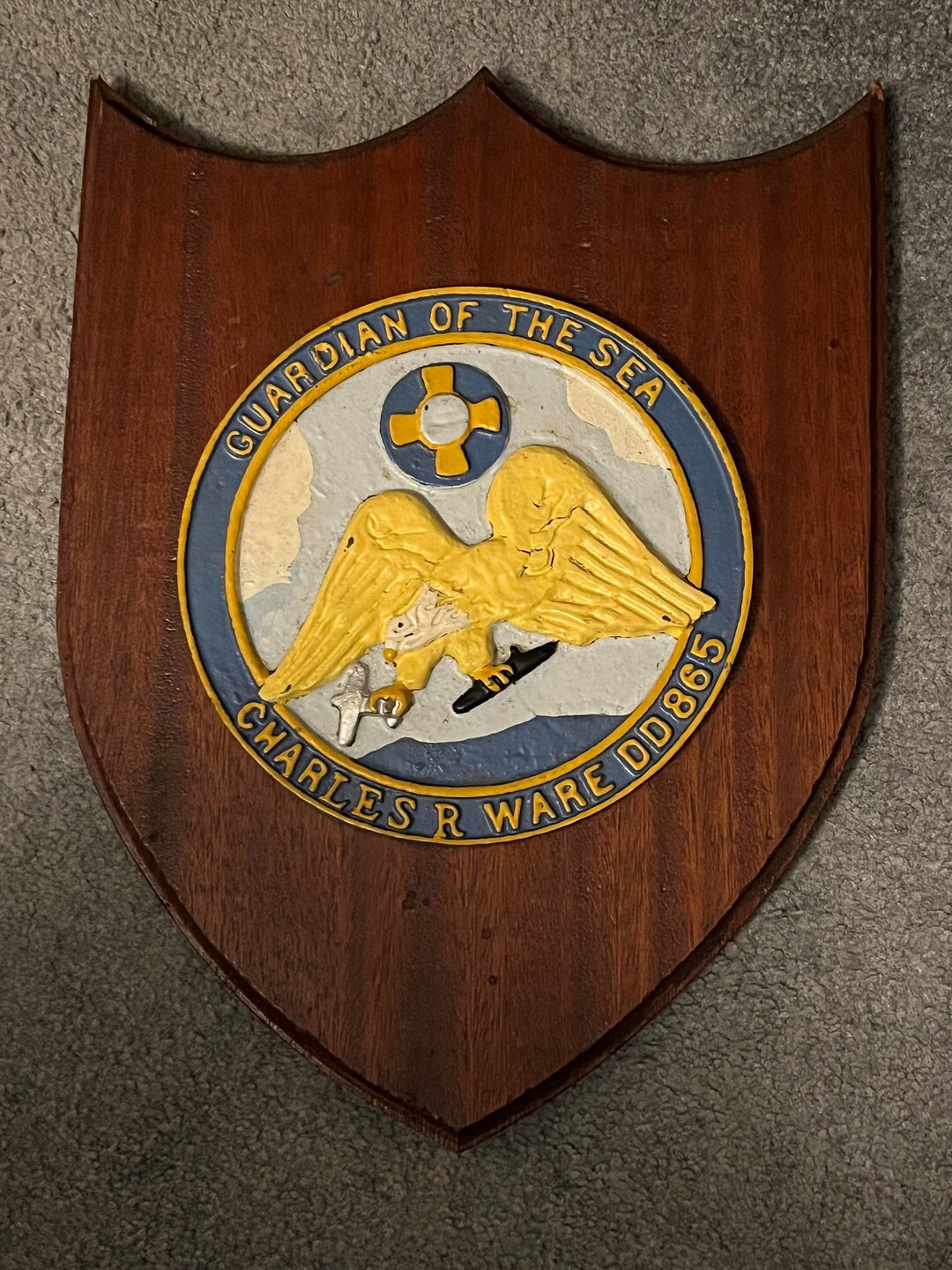 USS Charles R Ware Destroyer DD 865 Brass Hand Painted Plaque - Etsy