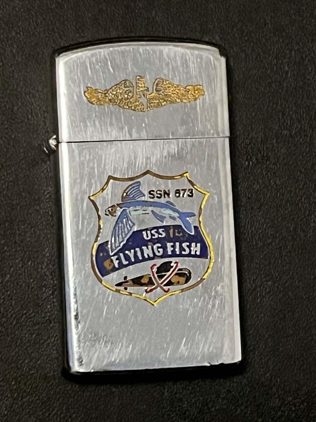 USS Flying Fish Submarine SSN 673 Zippo Slim Lighter 1971 Used - Etsy