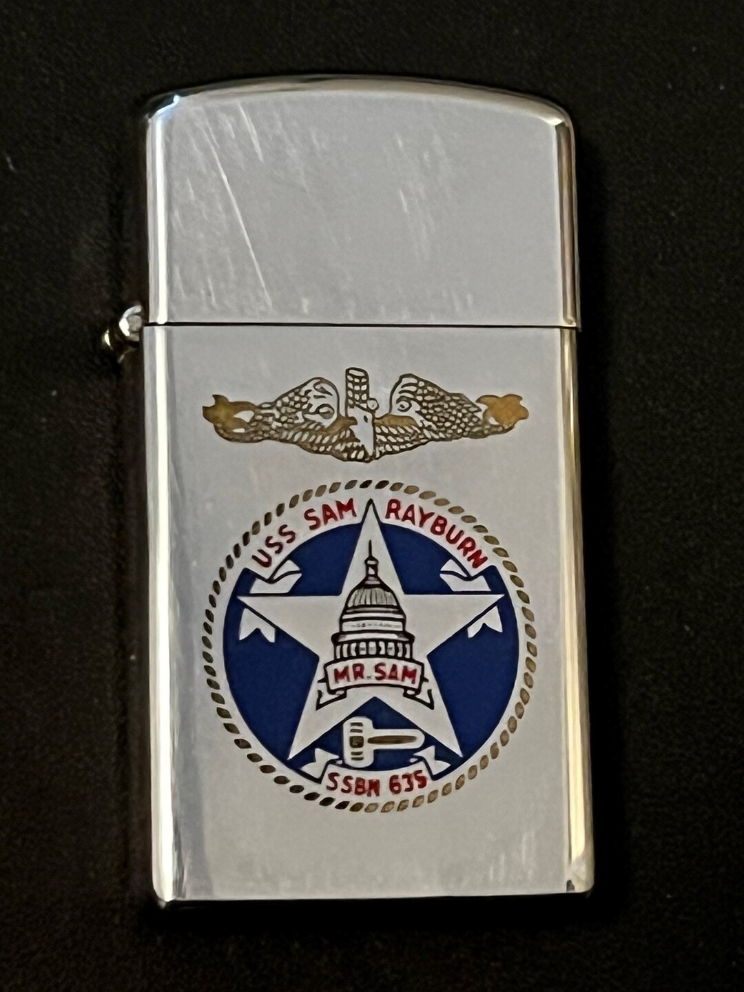 USS Sam Rayburn Submarine SSBN 635 Zippo Slim Lighter Used - 1977 - Etsy