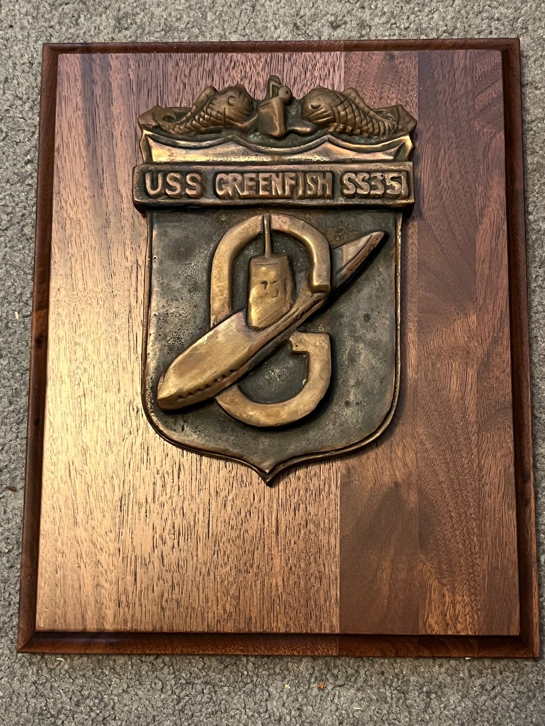 USS Greenfish Submarine SS 351 Brass Plaque - 1945 - Etsy