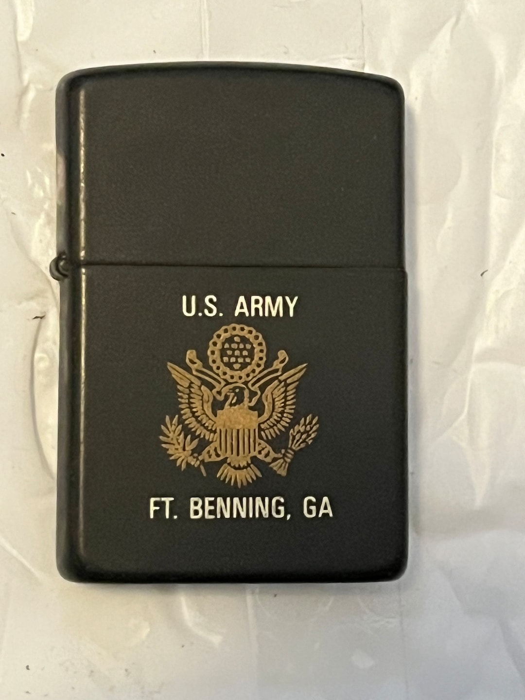 US Army Fort Benning GA Zippo Full Size Lighter - Used 1988 Matte Black ...