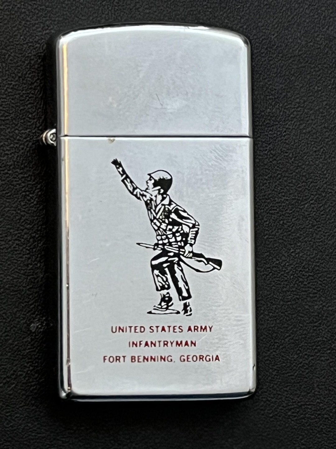 US Army Fort Benning GA Infantryman Zippo Slim Lighter - Used 1981 - Etsy