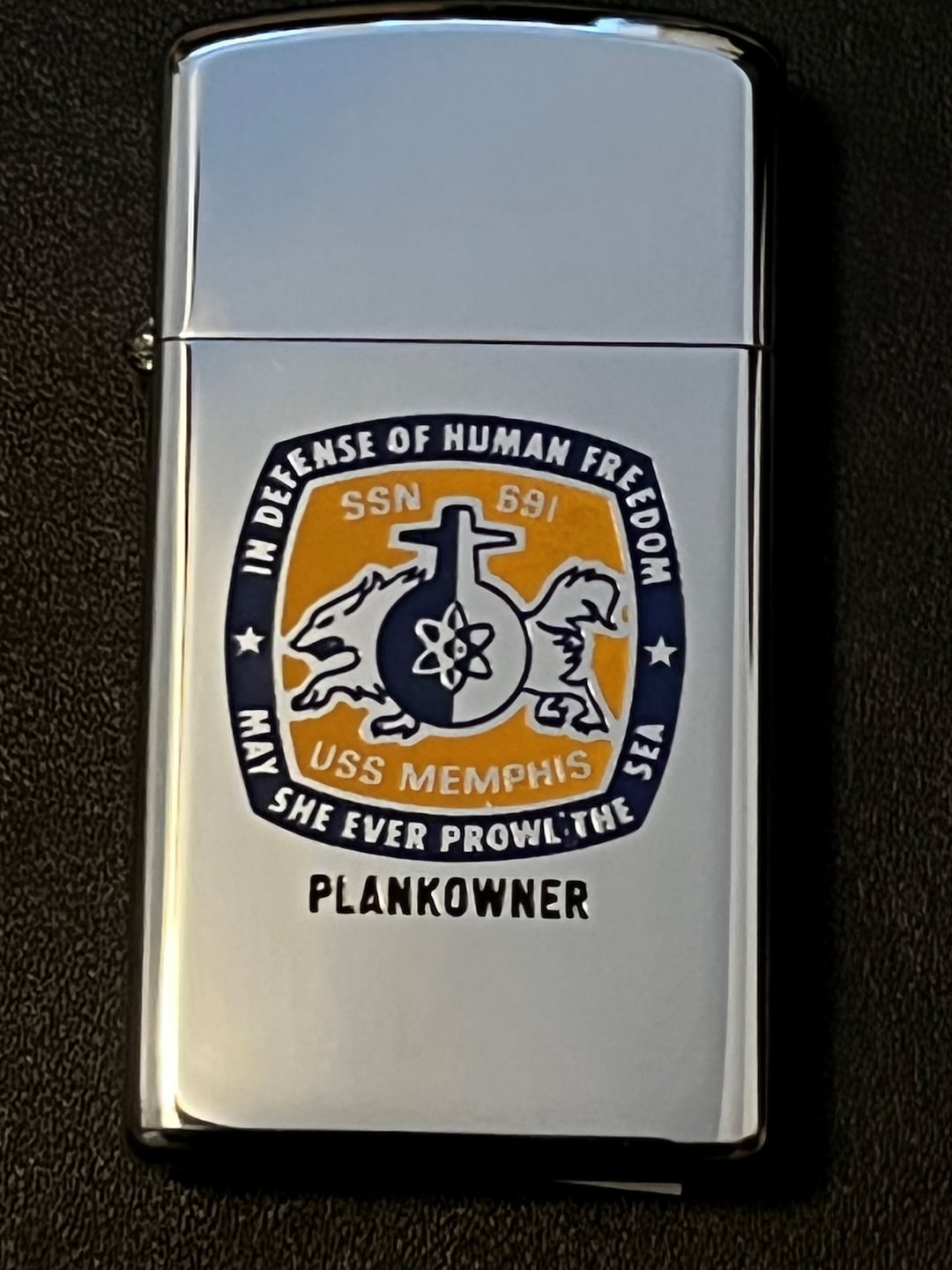 NOS USS Memphis Submarine SSN 691 Plankowner Zippo Slim Lighter - 1979 ...