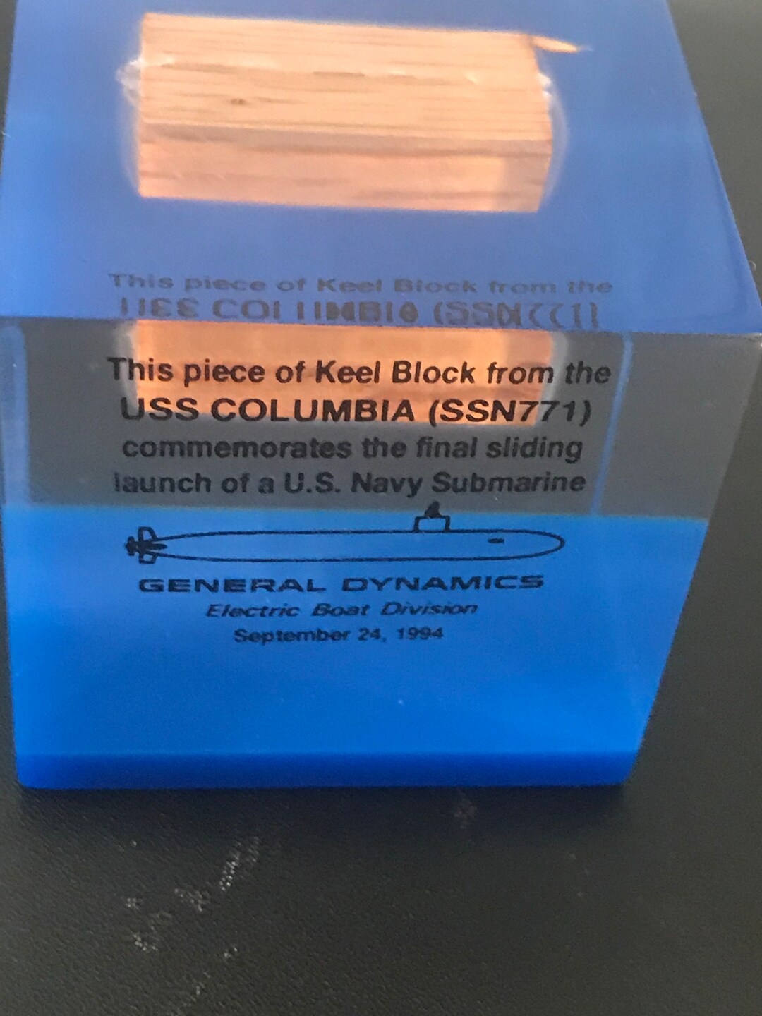 Piece of Keel Block: USS Columbia Submarine SSN 771 - Final Sliding ...