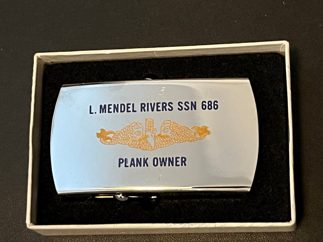 USS L Mendel Rivers Submarine SSN 686 Plankowner Zippo Belt Buckle ...