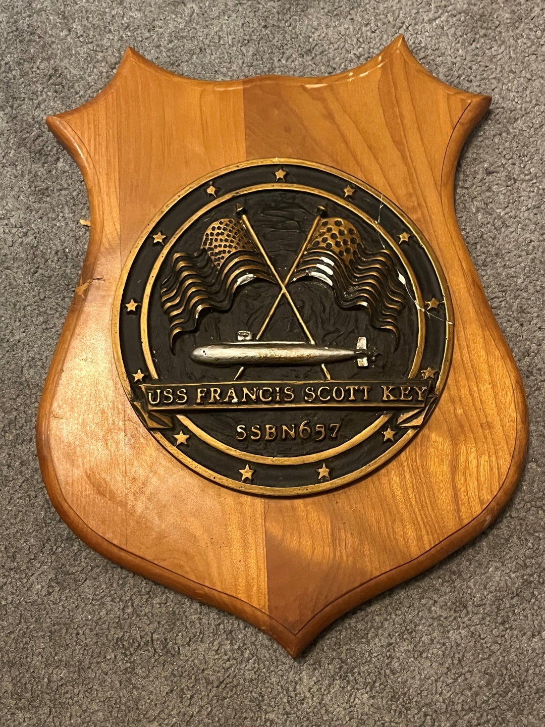 USS Francis Scott Key Submarine SSBN 657 Chalk/plaster Plaque - Damaged ...