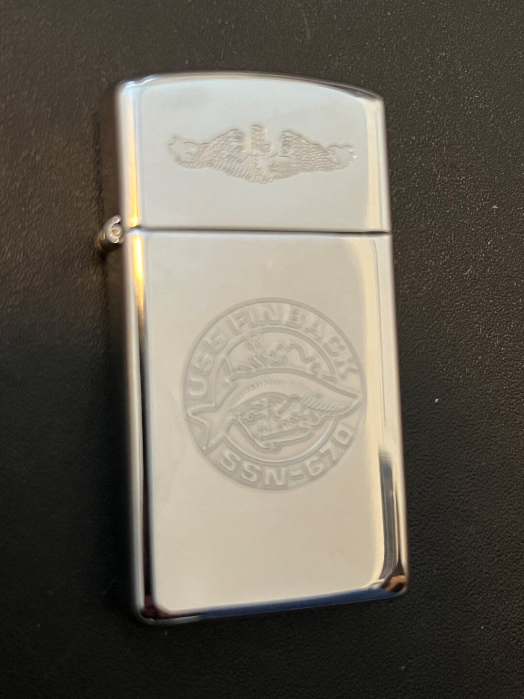 USS Finback Submarine SSN 670 25th Anniversary Zippo Slim Lighter ...
