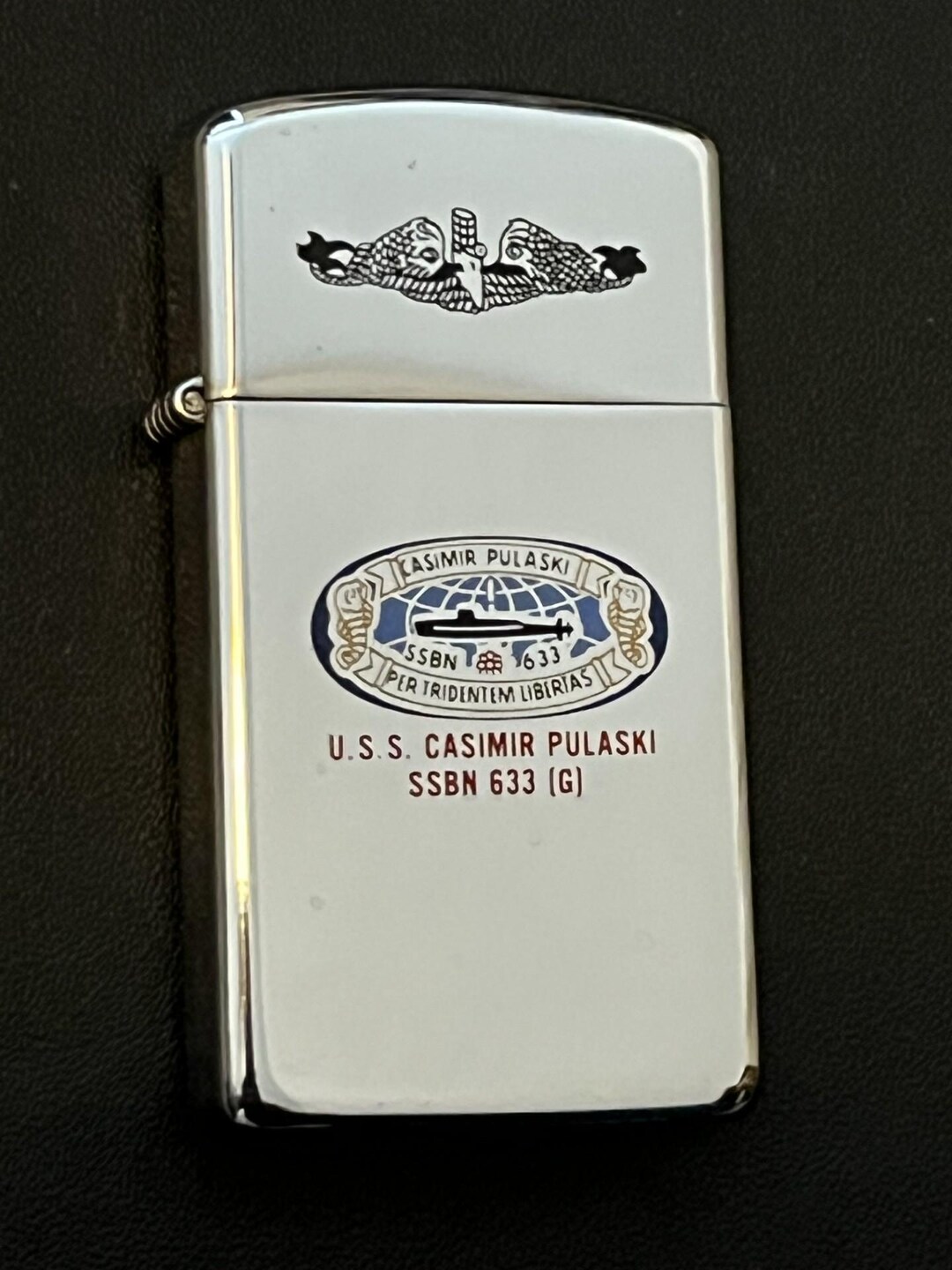 NOS USS Casimir Pulaski Submarine SSBN 633 (gold) Zippo Slim Lighter ...