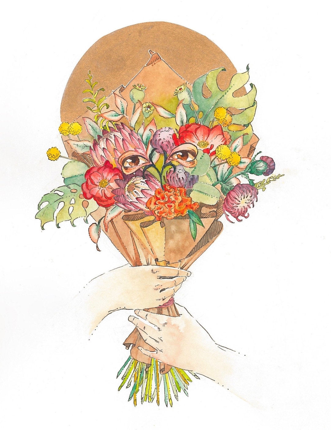 Bouquet for St. Lucy, Flower Art Print, Bouquet Illustration, Botanical ...