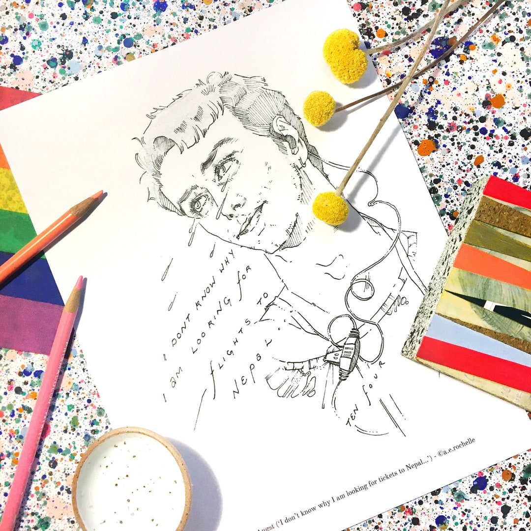 Wanderlust PDF Coloring Page, Coloring Page for Adults, Coloring Page ...