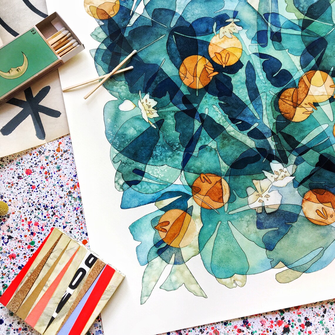 Mayapples and Synchronous Fireflies, Native Species Print, Nighttime ...