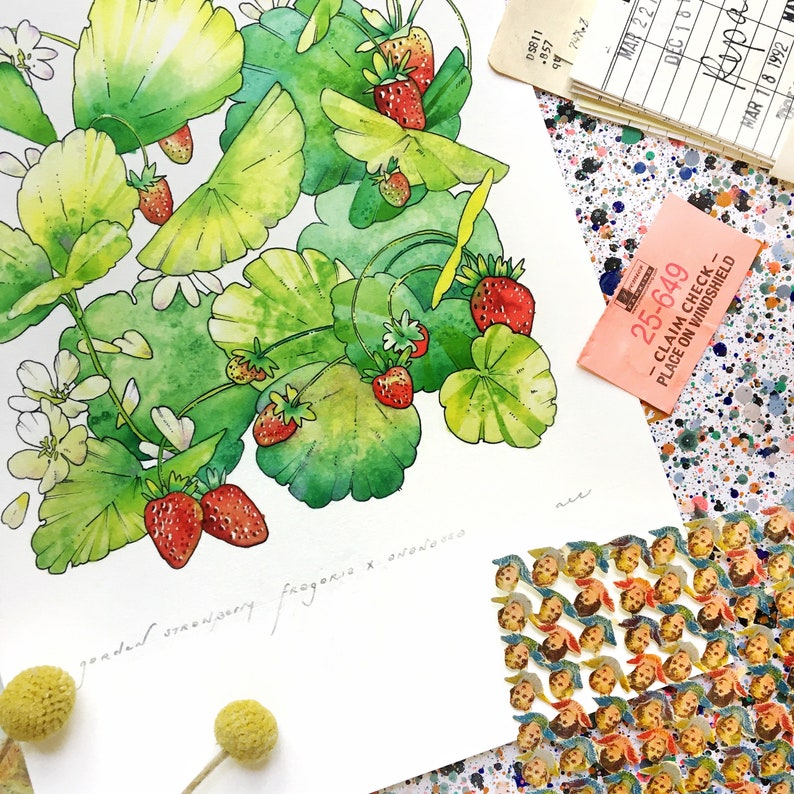 Strawberry Print, Botanical Art Print, Watercolor Garden Art, Vegetable ...