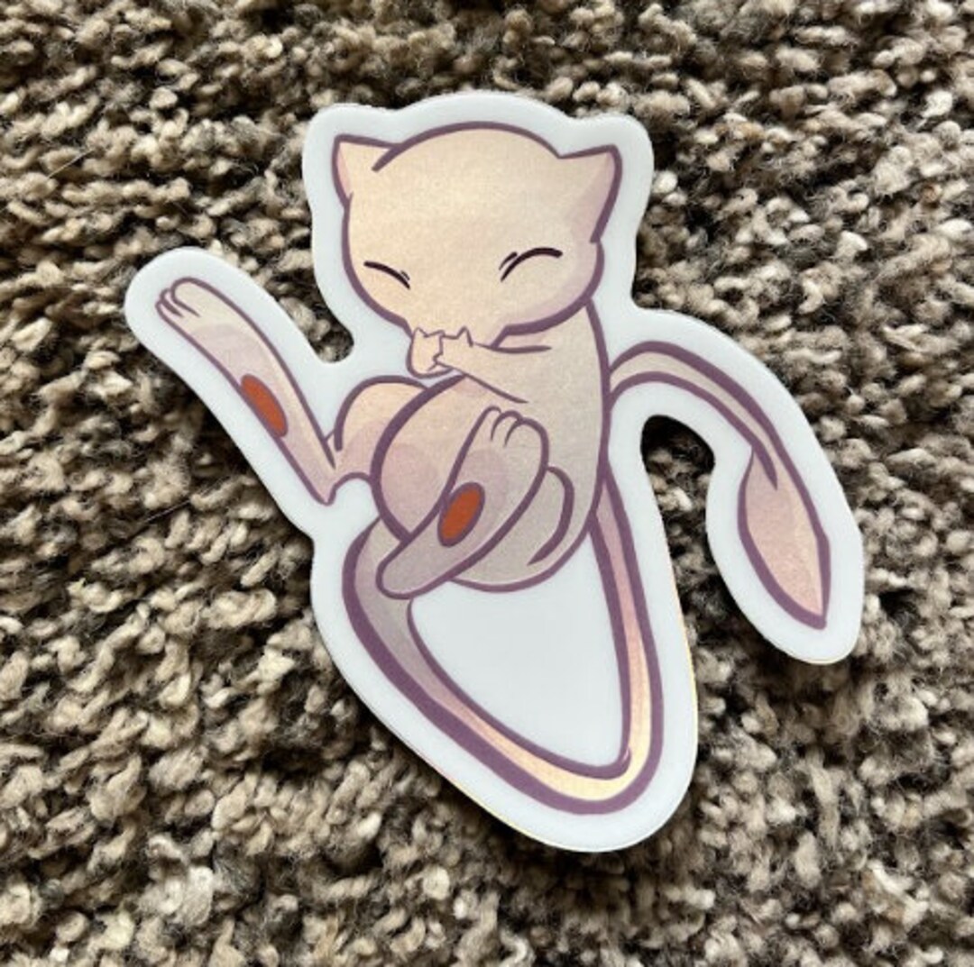 Mew Sticker pokemon Inspired Holographic or Vaporwave Sticker, 3x3 - Etsy