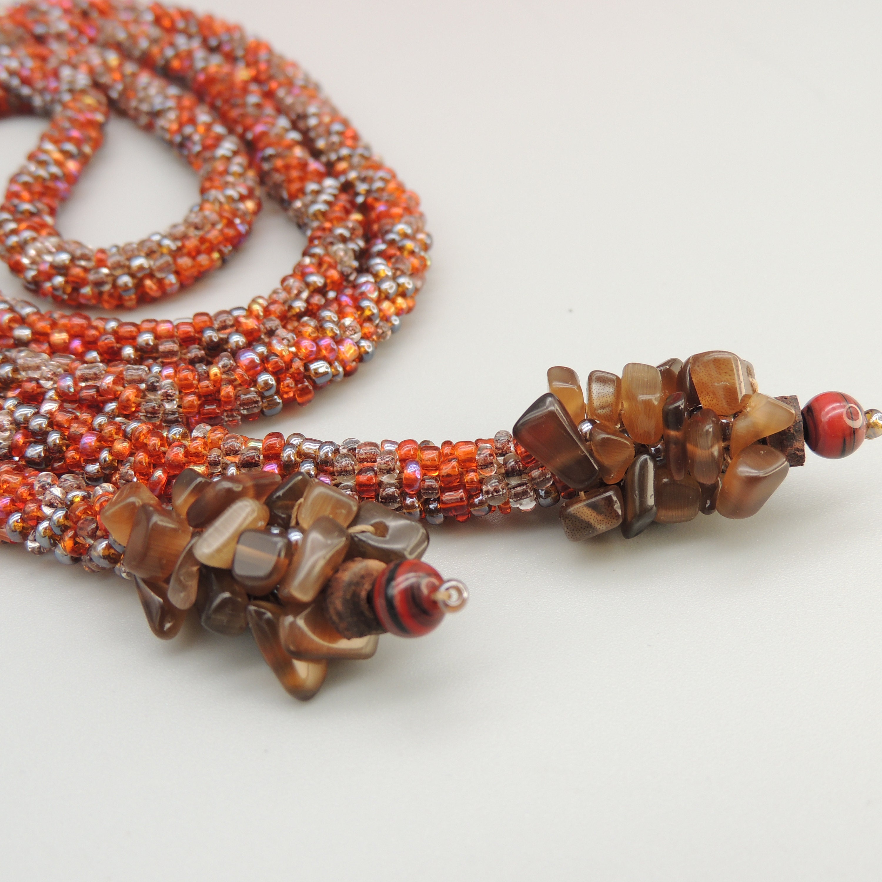 Autumn Mixed Glass Bead Crochet Lariat - Etsy