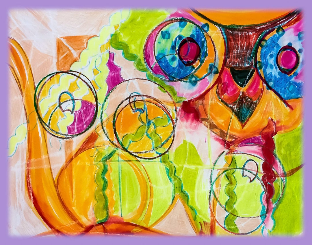 Cat Art. Kids Room Decor. Unique Cat Wall Decor.abstract Cat Painting ...