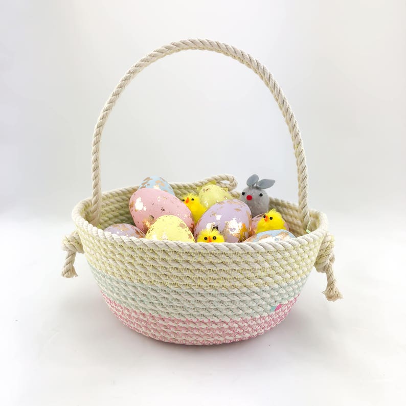 Easter Basket Rope Basket Basket With Handle Storage | Etsy