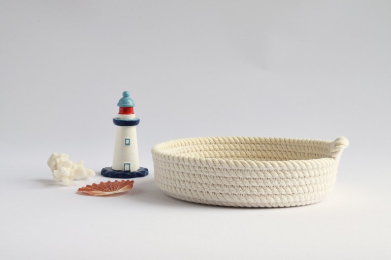 Small shallow dish rope basket storage basket cotton rope | Etsy
