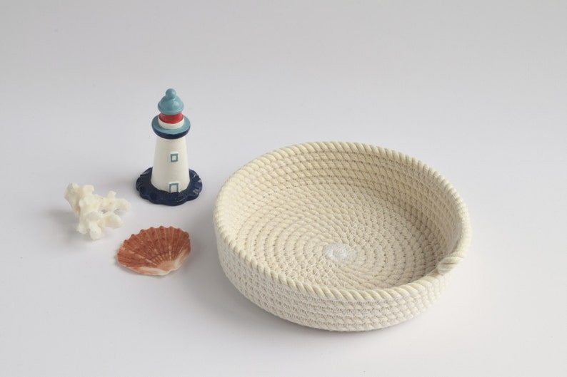 Small shallow dish rope basket storage basket cotton rope | Etsy