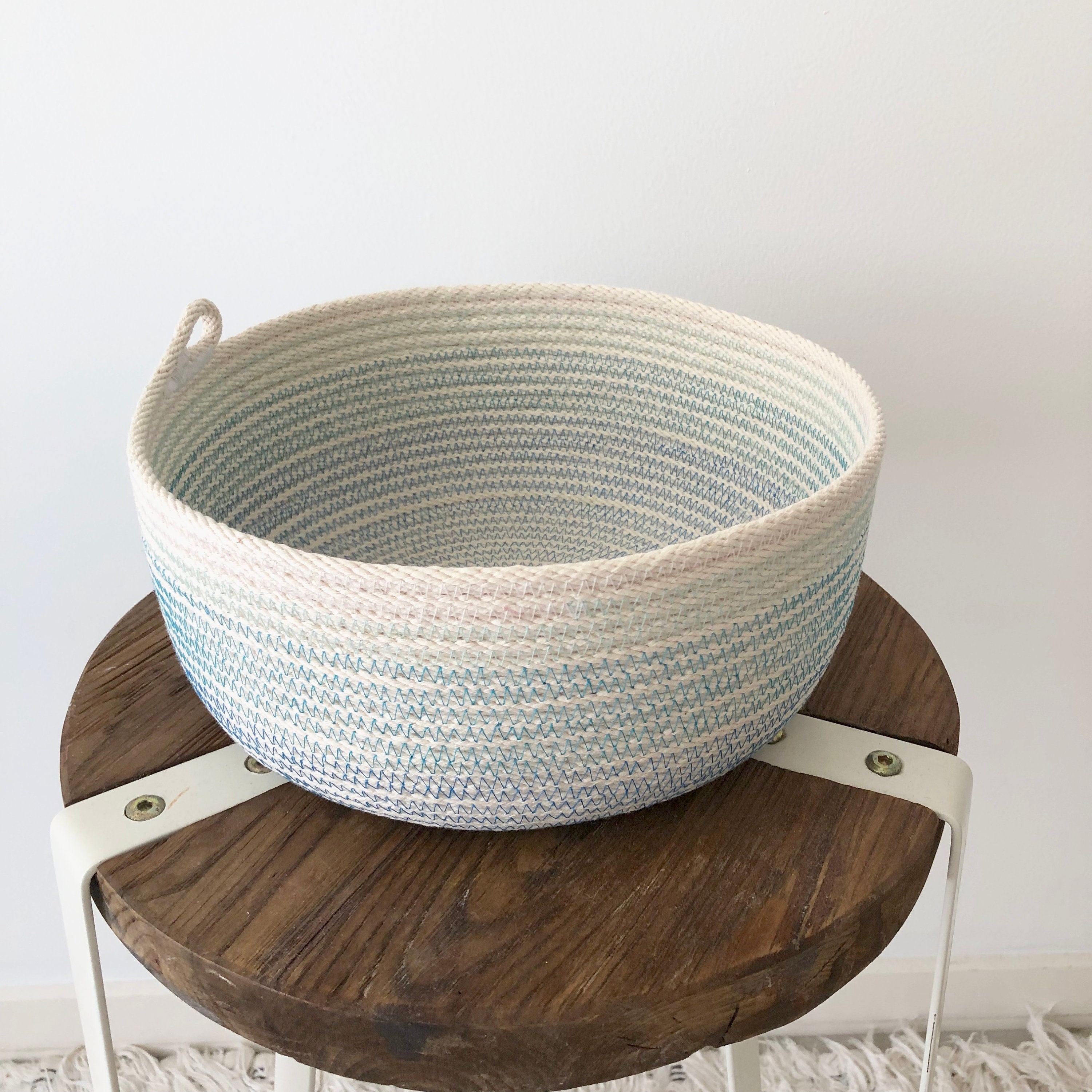 Rope Basket Ombre Blue Storage Basket Rope Bowl Cotton - Etsy