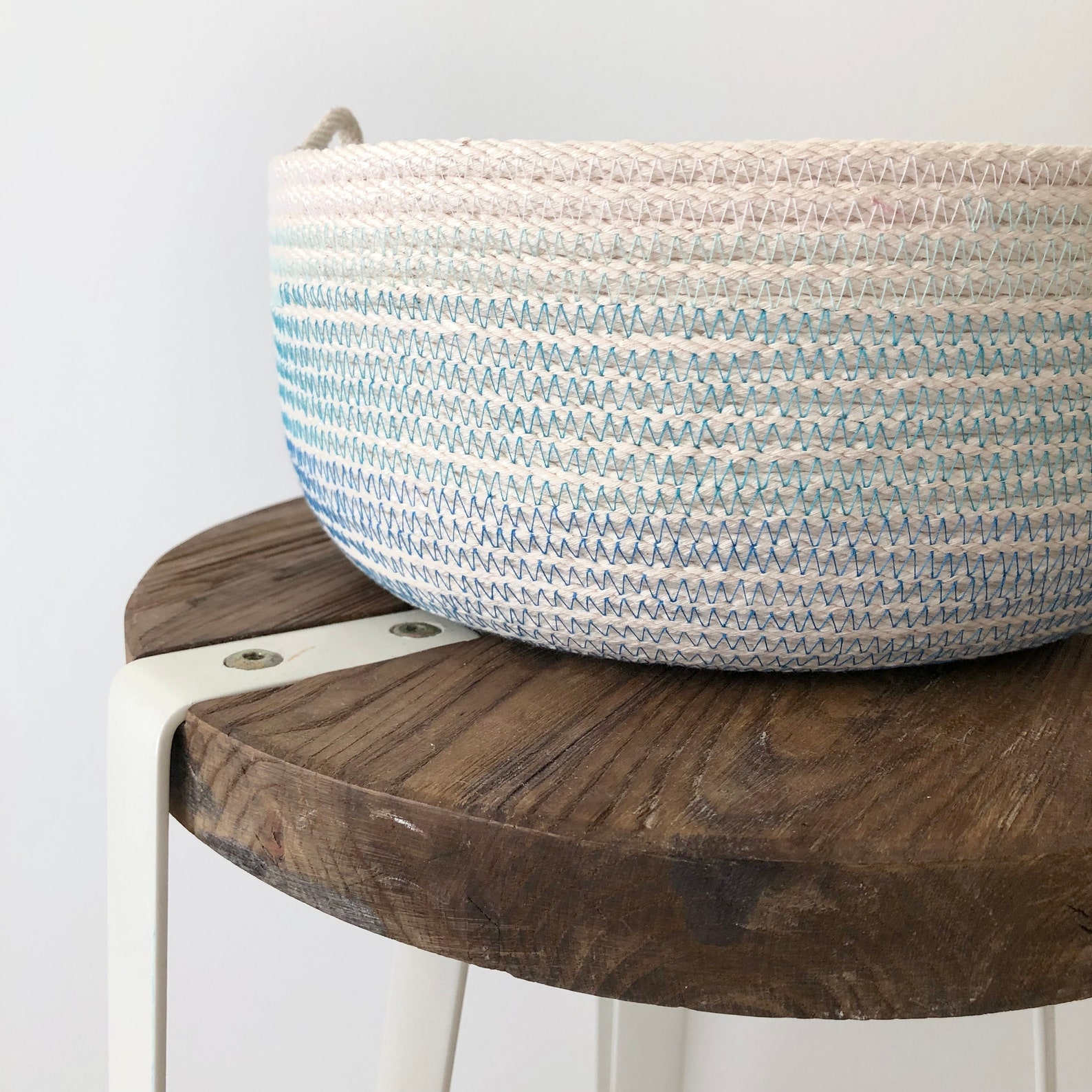 Rope Basket Ombre Blue Storage Basket Rope Bowl Cotton - Etsy