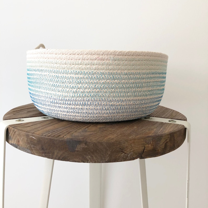 Rope Basket Ombre Blue Storage Basket Rope Bowl Cotton - Etsy