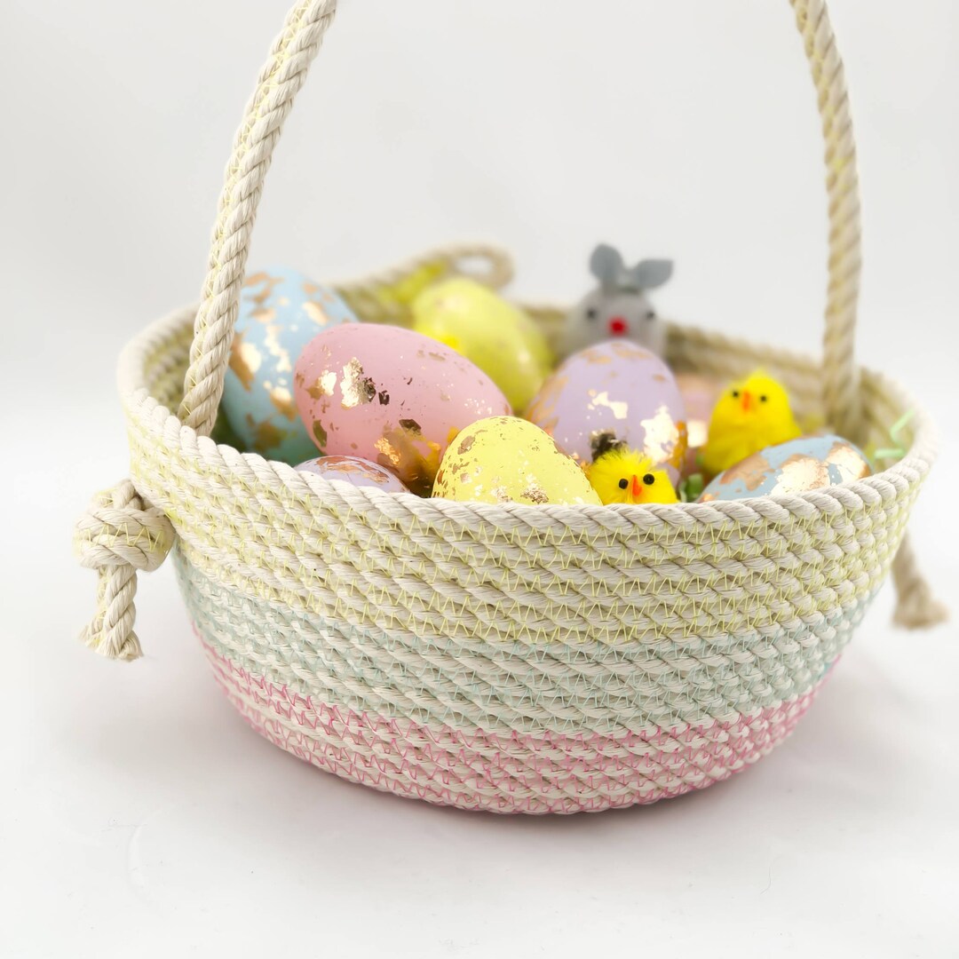 Easter Basket Rope Basket Basket With Handle Storage - Etsy