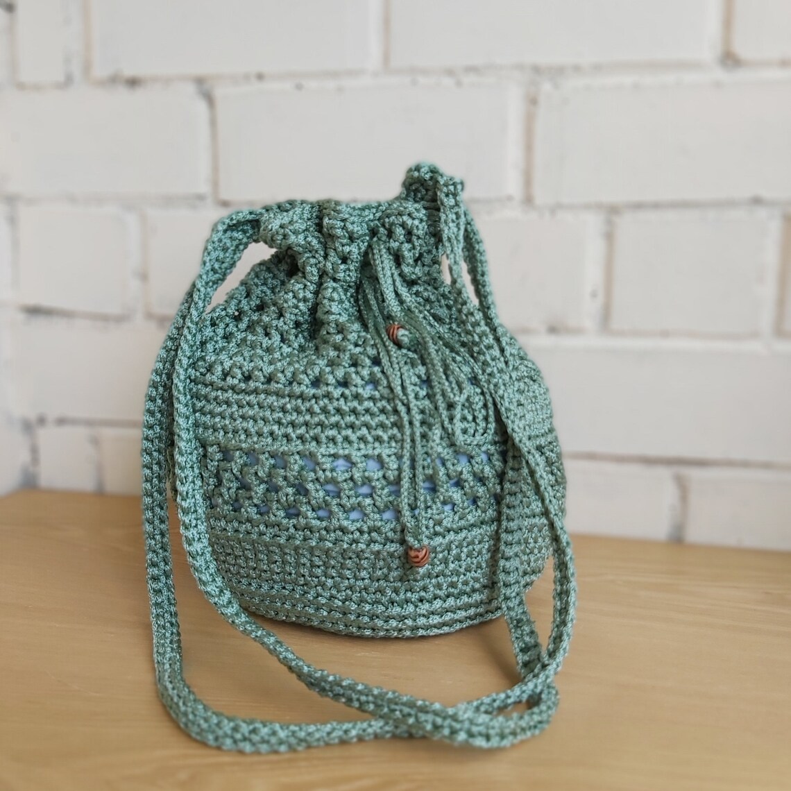 Handcrafted Crochet Sturdy Net Bag Light Green Shoulder Bag - Etsy