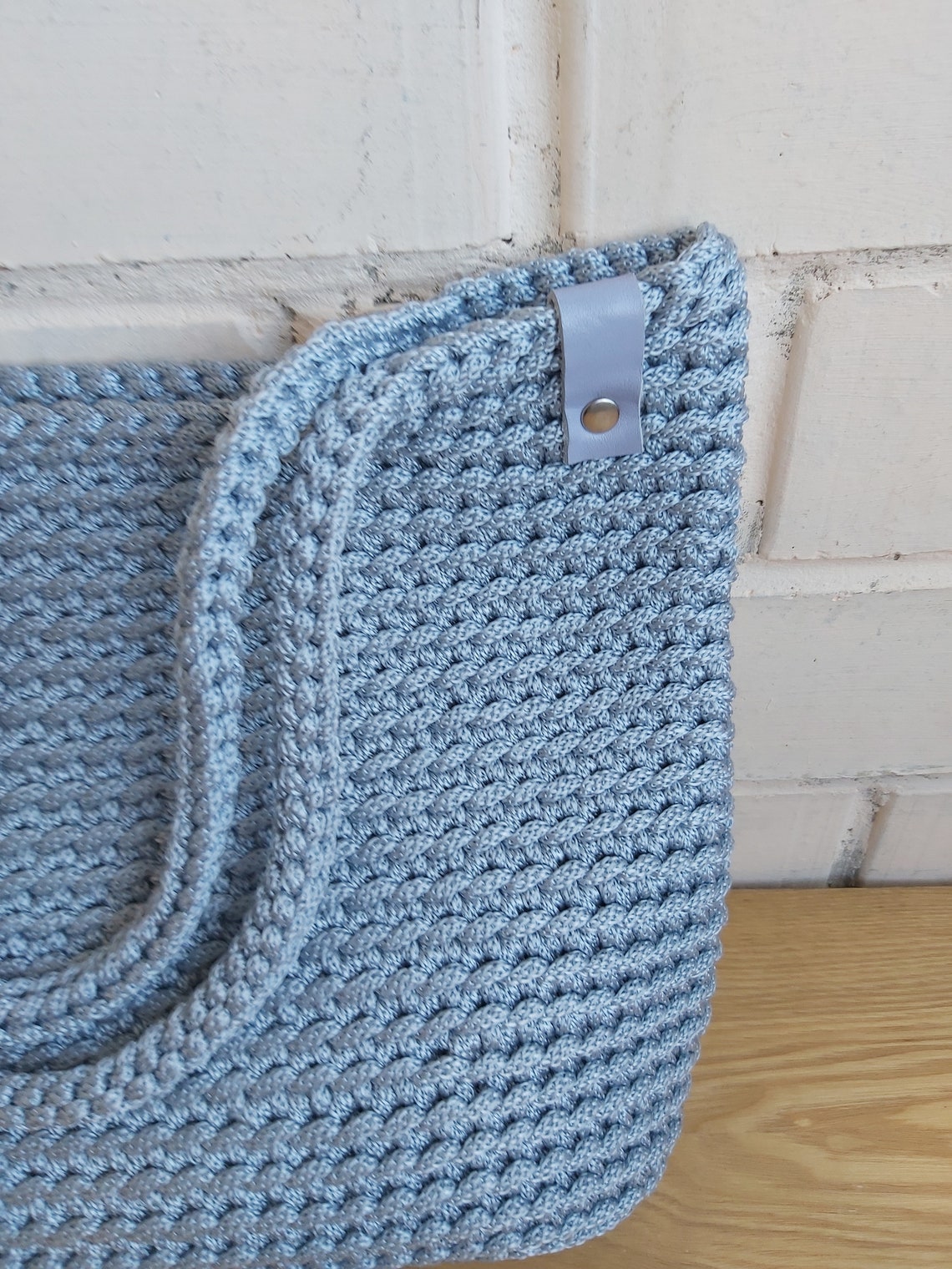 Gray Crochet Tote Bag Crochet Top Handle Bag - Etsy